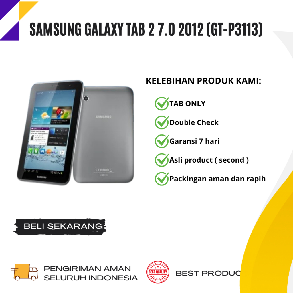 Jual Samsung Galaxy Tab 2 7.0 2012 (GT-P3113) Wifi Only Second | Shopee Indonesia