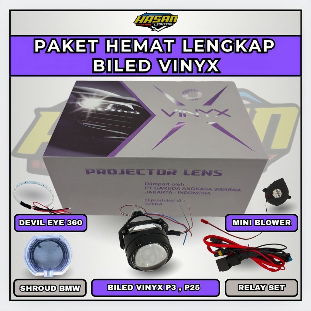 Jual BILED VINYX - PAKET HEMAT LENGKAP PROJECTOR BILED VINYX P3, P25 ...