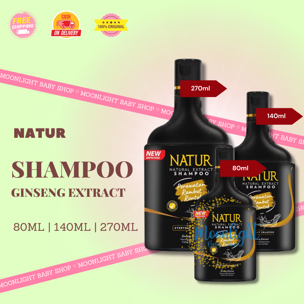 Jual Natur Shampoo Ginseng Extract 80ml | 140ml | 270ml - Menguatkan ...