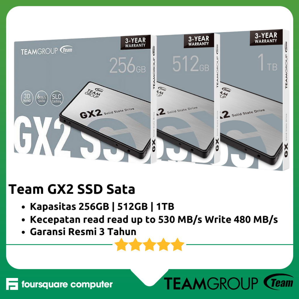 Jual Team GX2 SSD 256GB | 512GB | 1TB Sata 2.5" kecepatan up to 530 MB/s resmi original garansi ...
