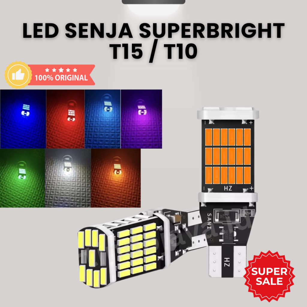 Jual Lampu LED T15 SUPERBRIGHT Kota Senja Mobil Motor - T15 T10 W16W 4014 45SMD CANBUS ERROR ...