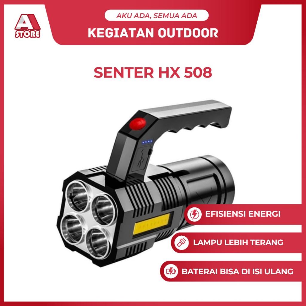 Jual Senter LED Rechargeable Lamp Emergency Super Terang Outdoor 4 Mode ...