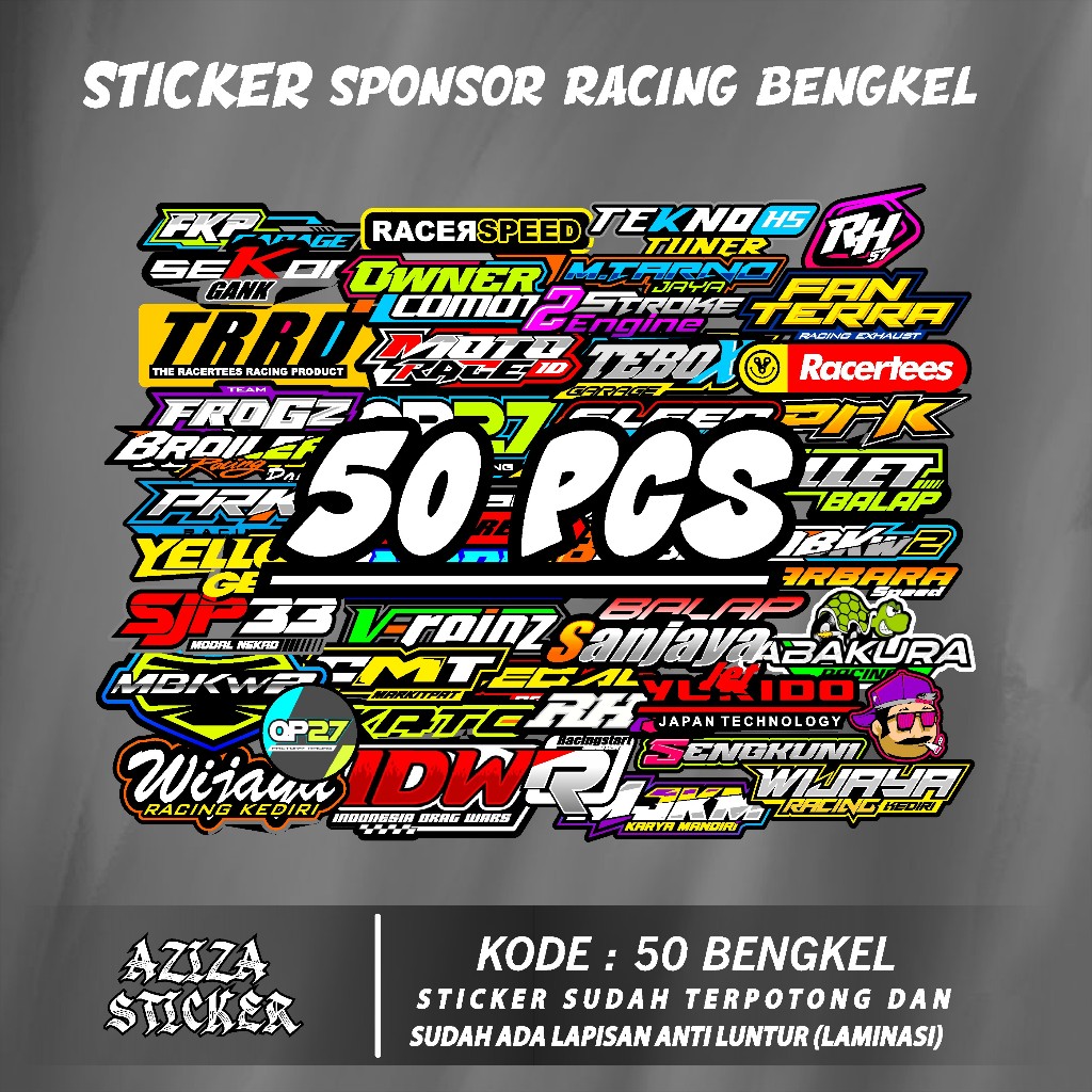 Jual Isi 50 Lembar Sticker Racing Hologram Sticker Pack Sticker Sponsor ...