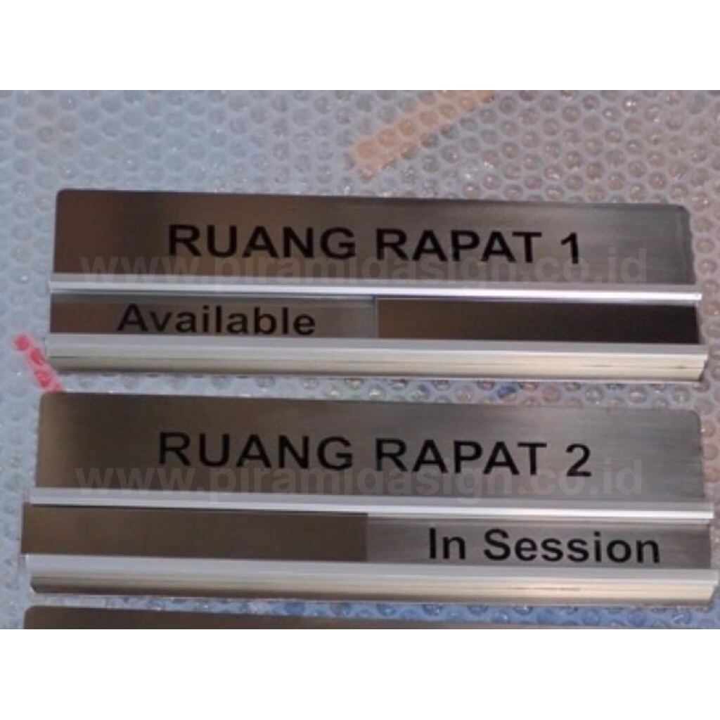 Jual Papan stainless ruang rapat sliding geser metal nama meeting room ...