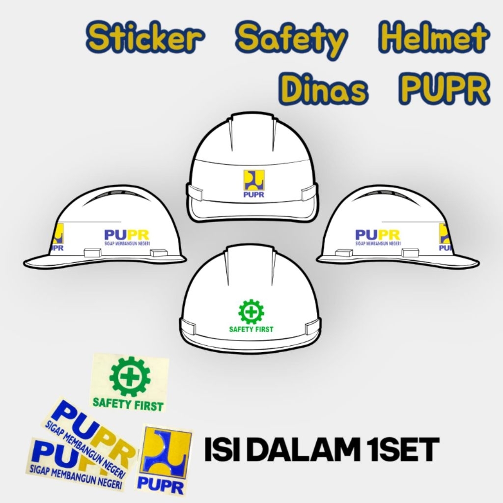Jual Cutting Stiker K3 - Stiker Logo Safety Helm Proyek Dinas PUPR 1set ...