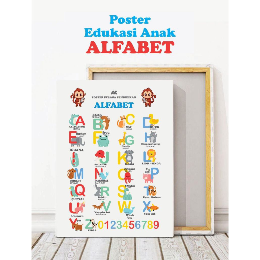 Jual Poster edukasi anak premium tema Alfabet (bahan ivory 260 gsm ...
