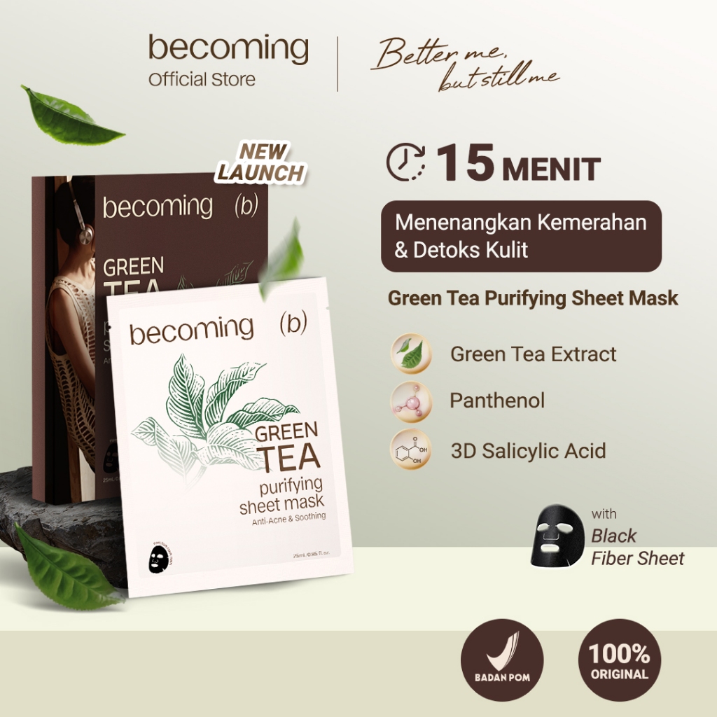 Jual [BUY 7 GET 8] becoming Green Tea Purifying Sheet Mask 25ml ...
