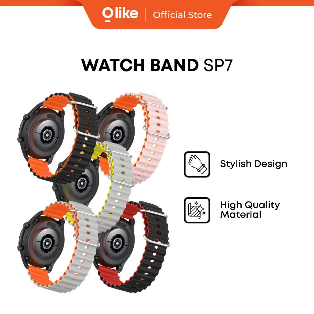 Jual Olike Strap Smartwatch 22mm Silikon Rantai Kulit Pria dan Wanita ...