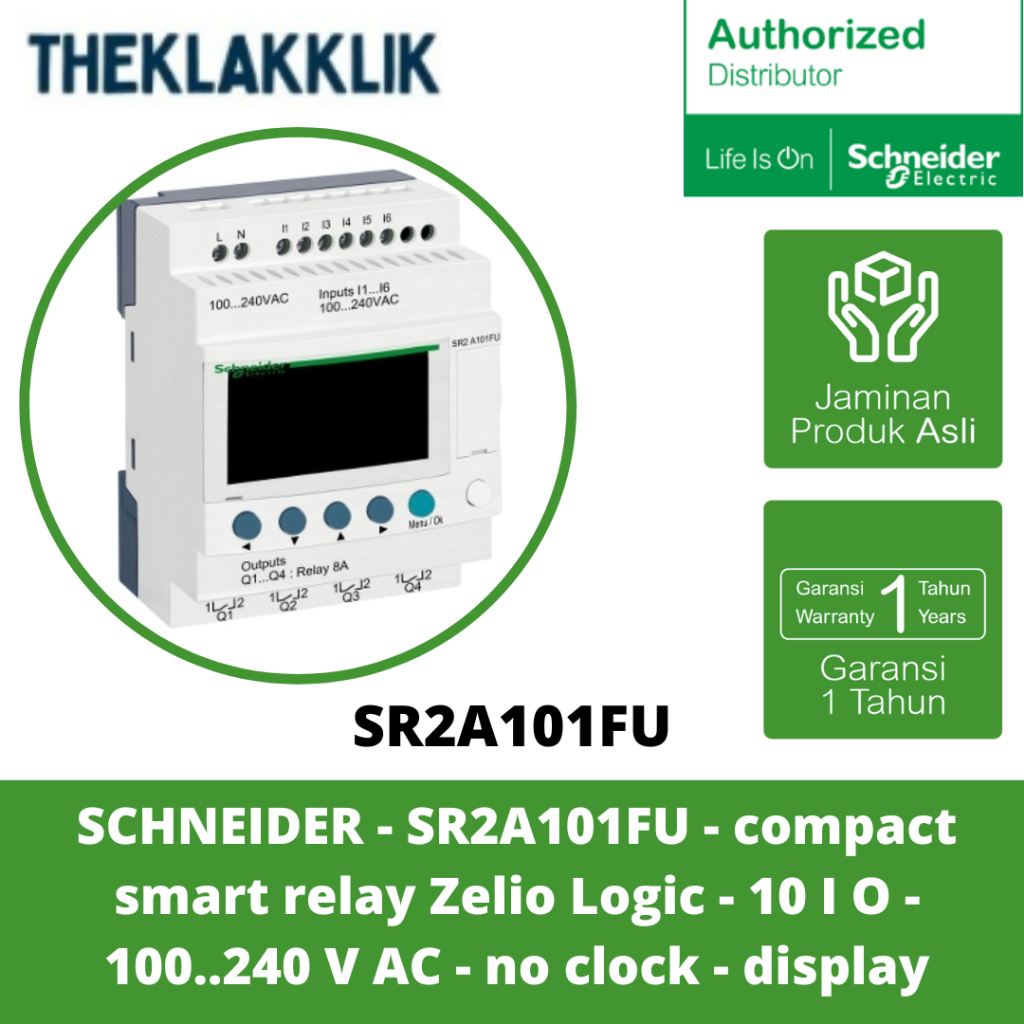 Jual SCHNEIDER - SR2A101FU - compact smart relay Zelio Logic - 10 I O - 100..240 V AC - no clock ...