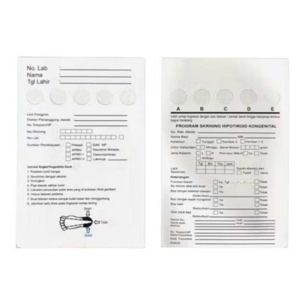 Jual Kartu SHK Kit Screening Test Skrining Hipotiroid Kongenital Kertas ...