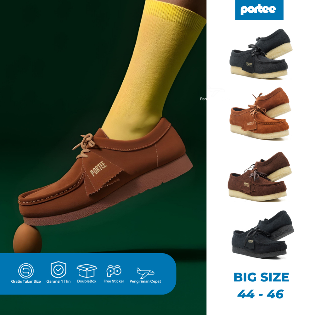 Jual Sepatu Pria Big Size Portee pebble - Kulit suede Nyaman untuk ...
