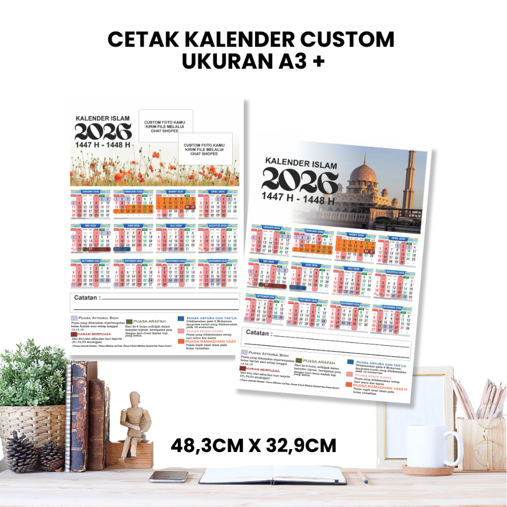 Jual KALENDER ISLAM 2026 A3+| KALENDER ISLAM PUASA SUNNAH | KALENDER ...