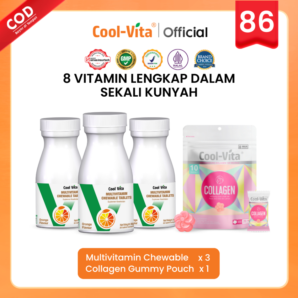 Jual Coolvita 3 Botol Mutlivitamin + 1 Pouch Collagen Gummy | Suplemen ...