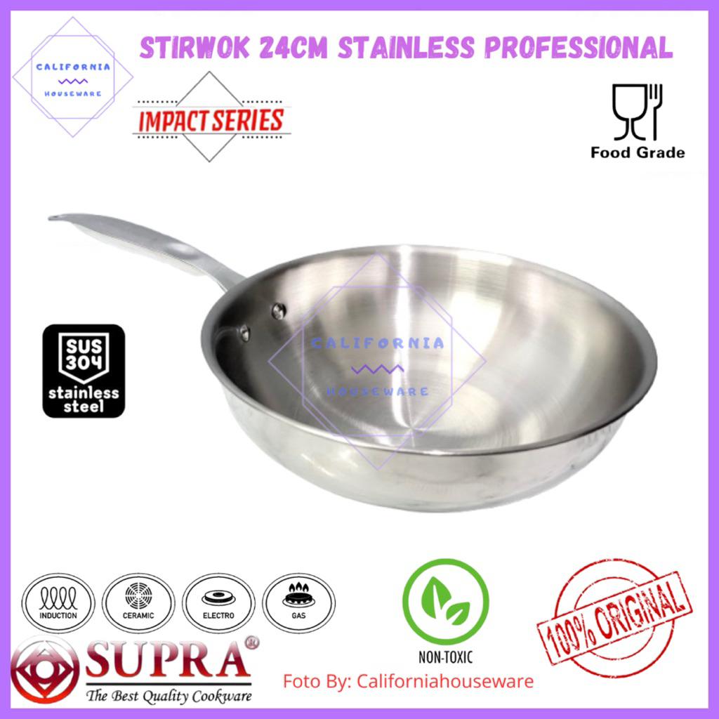 Jual SUPRA Deep Stirwok 24cm Stainless Steel Preffesional SUS 304 ...