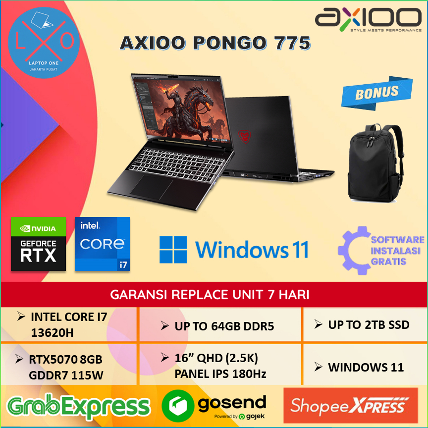 Jual Laptop Axioo Pongo 775 RTX5070 8GB i7 13620H 64GB 2TB 16" 2.5K ...