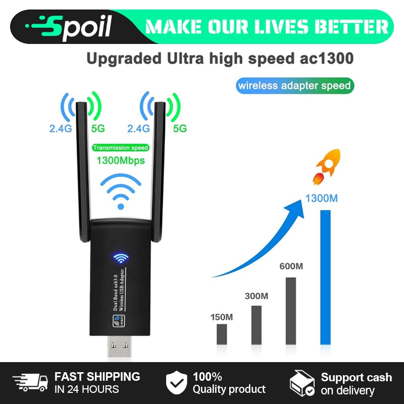 Jual 1800Mbps WiFi USB Adapter for PC Laptop 2.4G 5Ghz 802.11AC 2 ...