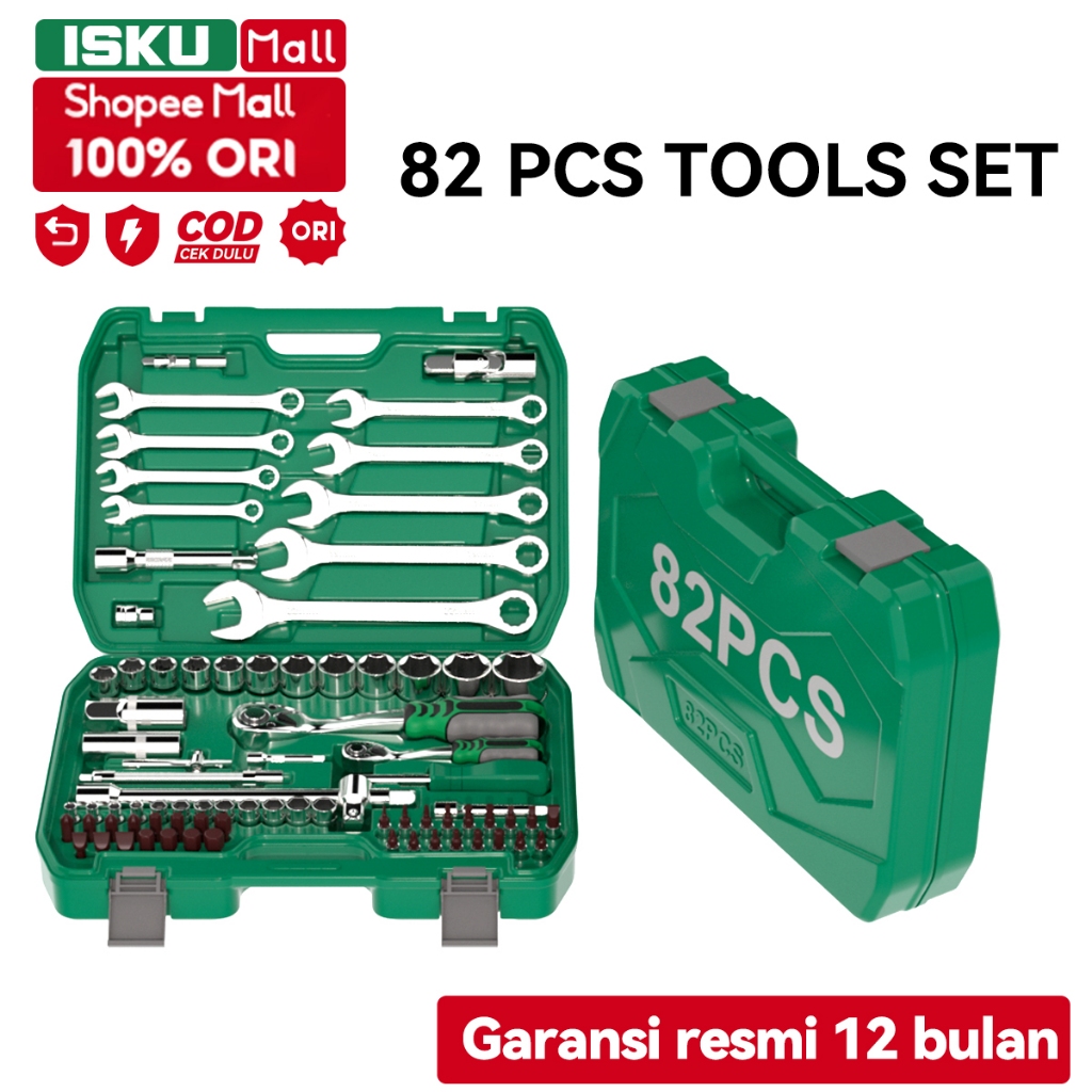 Jual ISKU Tool Kit Set 82pcs Kunci Shock Set Termasuk Kunci Ring Pas ...