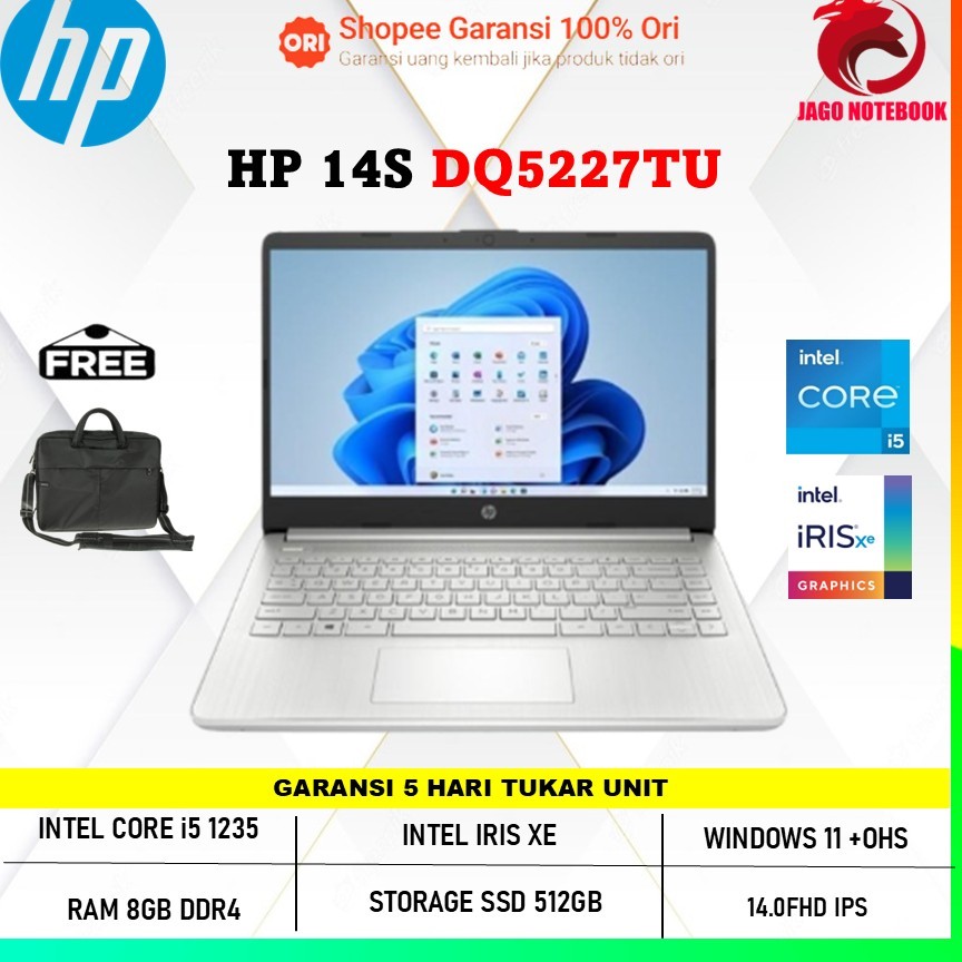 Jual HP 14 I5 1235 8GB 512GB W11 OHS 14.0FHD IPS BLIT 2Y SLV -DQ5227TU ...
