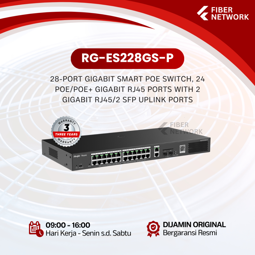Jual REYEE RG-ES228GS-P 28-Port Gigabit Smart Cloud Managed PoE Switch ...