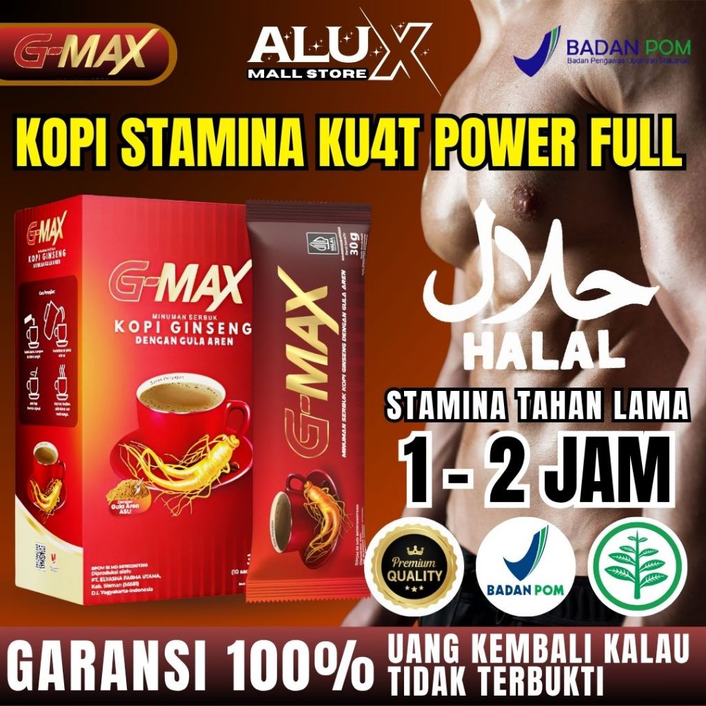 Jual Kopi Gmax Kopi Stamina Tahan Lama Ekstrak Gingseng 1 box (10 sachet) | Shopee Indonesia