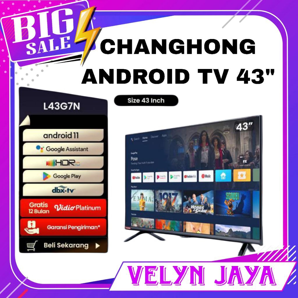 Jual Tv android changhong 43 inch android tv murah 43 inch changhong ...