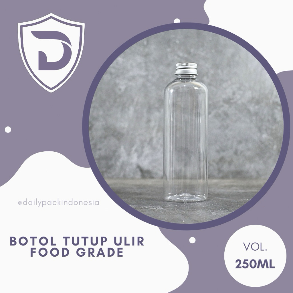 Jual DPI.ID - Kemasan Minuman Food Grade 250ml - Botol PET BR 250ml Clear + Tutup Ulir Aluminium ...