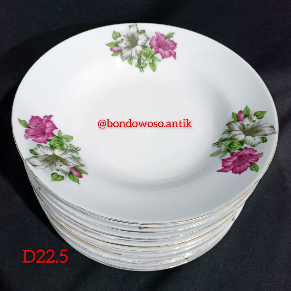 Jual Piring makan bunga kangkung lawas besar d22.5 (6)- BK