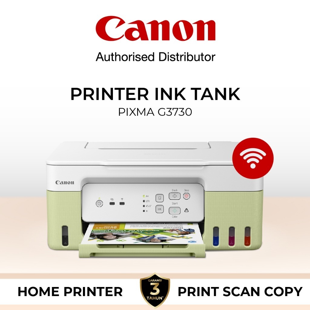 Jual Canon PIXMA G3730 Printer Ink Tank Cetak Scan Copy WiFi Hijau NON ...
