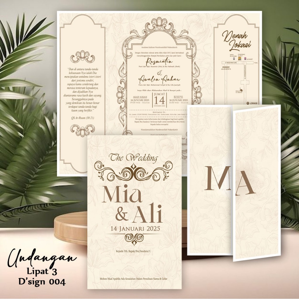 Jual UNDANGAN PERNIKAHAN LIPAT 3 DSAIN004 Undangan Nikah / Nikahan ...