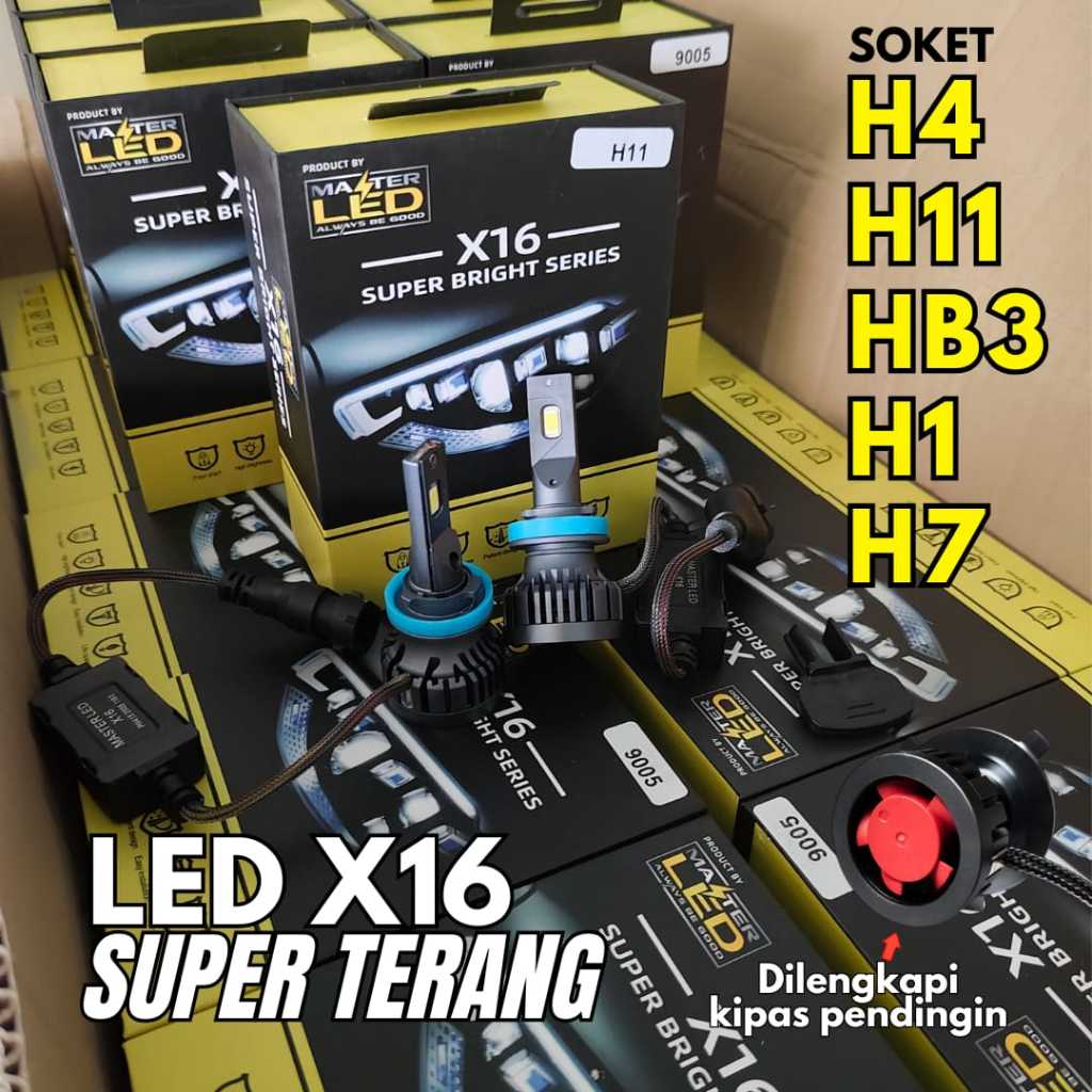 Jual LAMPU LED MOBIL X16 H4 H11 H7 H1 H16 SUPER TERANG ORIGINAL MASTER ...