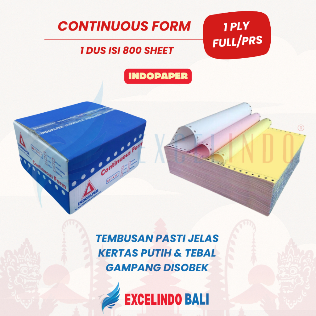 Jual Continuous Form 1 ply HVS Ekonomis UKURAN FULL/PERFORASI merk ...