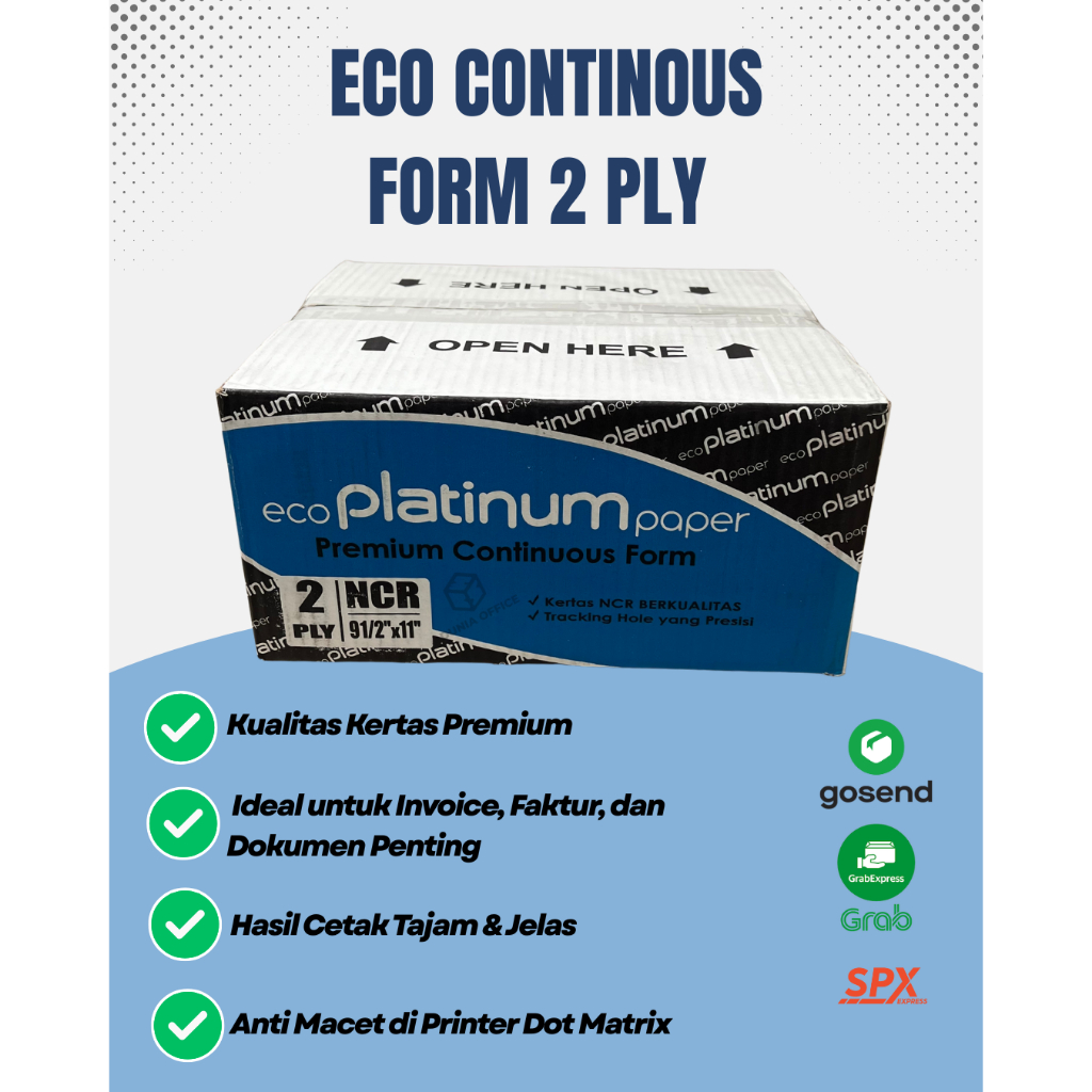 Jual Continuous Form 2 Ply ukuran 9½ x 11 merk PLATINUM / Kertas Faktur ...