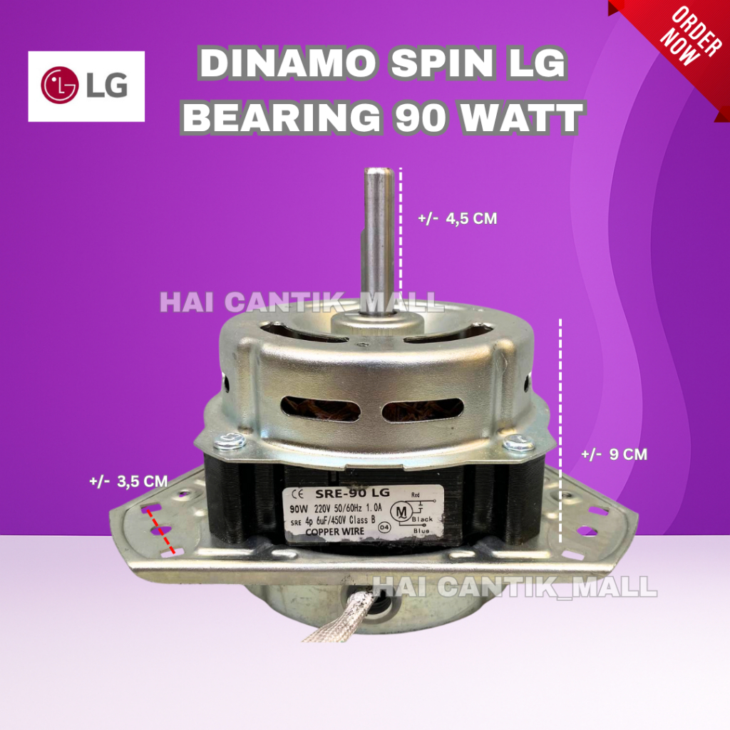 Jual DINAMO PENGERING SPIN LG BEARING 90 W TEMBAGA/ MOTOR SPIN MESIN ...