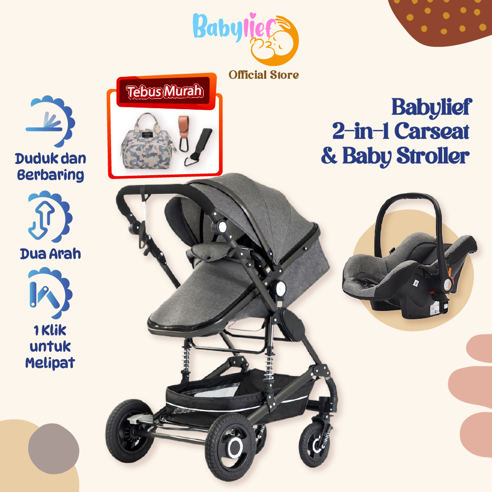 Jual [COD] Babylief Stroller Carseat Bayi – Lipat Mudah, Bisa Tidur ...