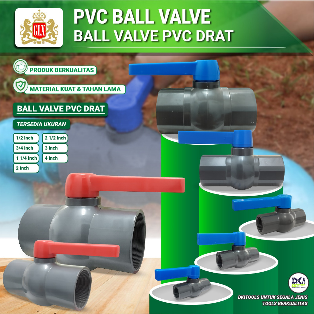 Jual GLX Compact Ball Valve PVC Socket Drat Stop Kran Keran Plastik 2 ...