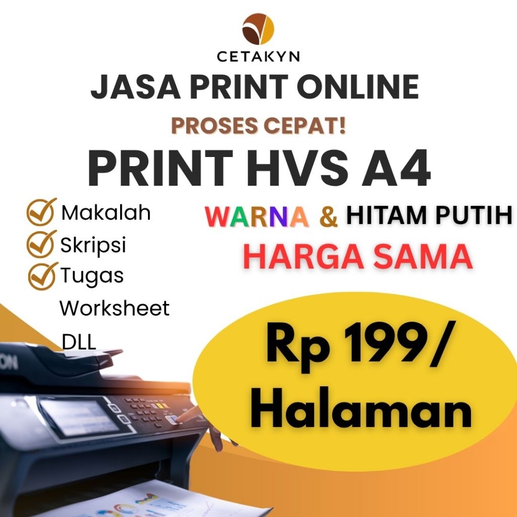 Jual JASA PRINT CETAK ONLINE HVS A4 WARNA HITAM PUTIH MURAH | Shopee ...