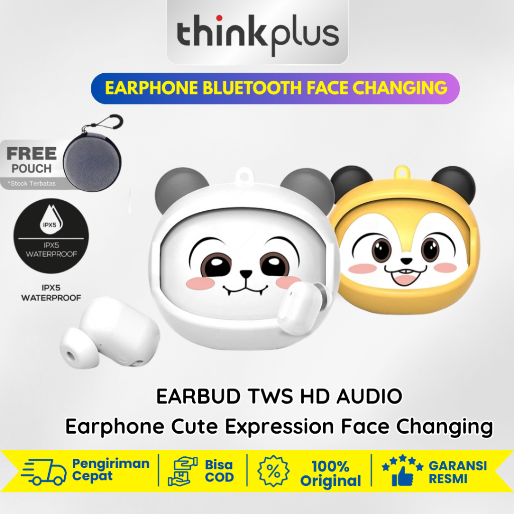 Jual (FREE POUCH) Thinkplus Earbud Bluetooth Lucu Wireless HD Earphone ...