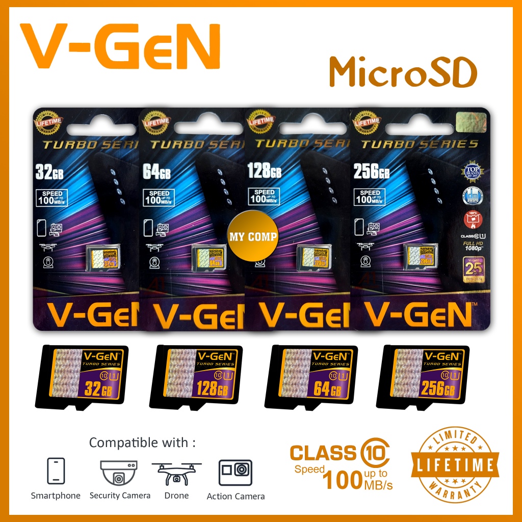 Jual Microsd VGEN TURBO CLASS 10 32GB 64GB 128GB 256GB Memory Card ...