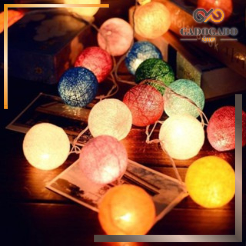Jual GGS Lampu Bola Cotton Ball Light Lampion Benang Gantung Tumblr ...