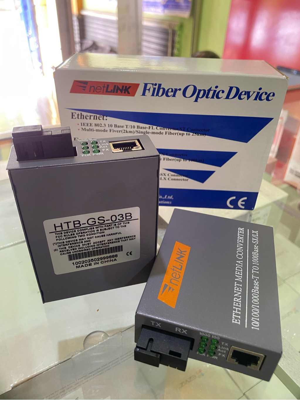 Jual NETLINK HTB-GS03 A+B Gigabit Fiber Optic Media Converter SM 10/100/1000Mbps WITH ADAPTOR 5V ...