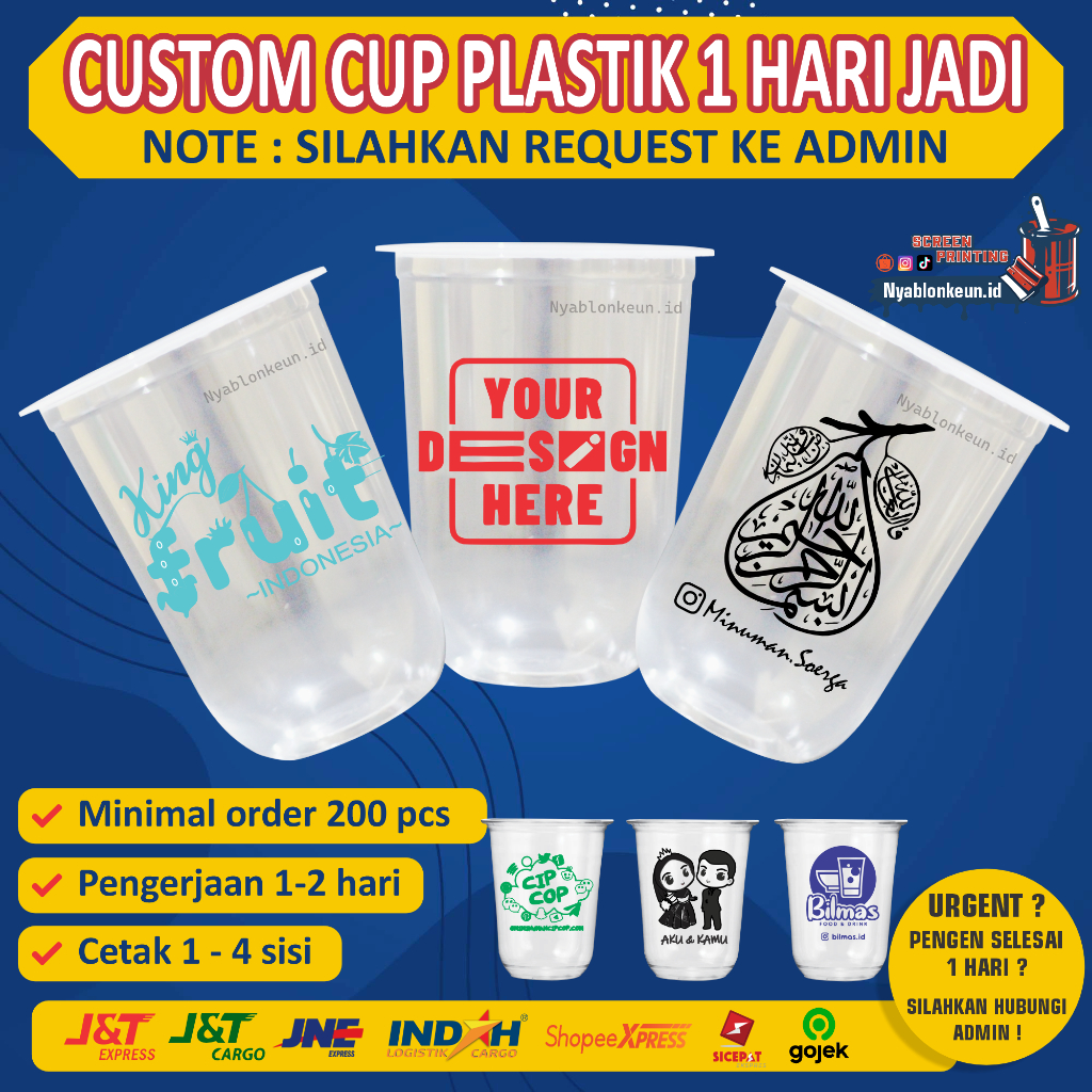 Jual SABLON CUP OVAL COSTOM CUP OVAL PRINTING SABLON CUP CEMBUNG SABLON ...