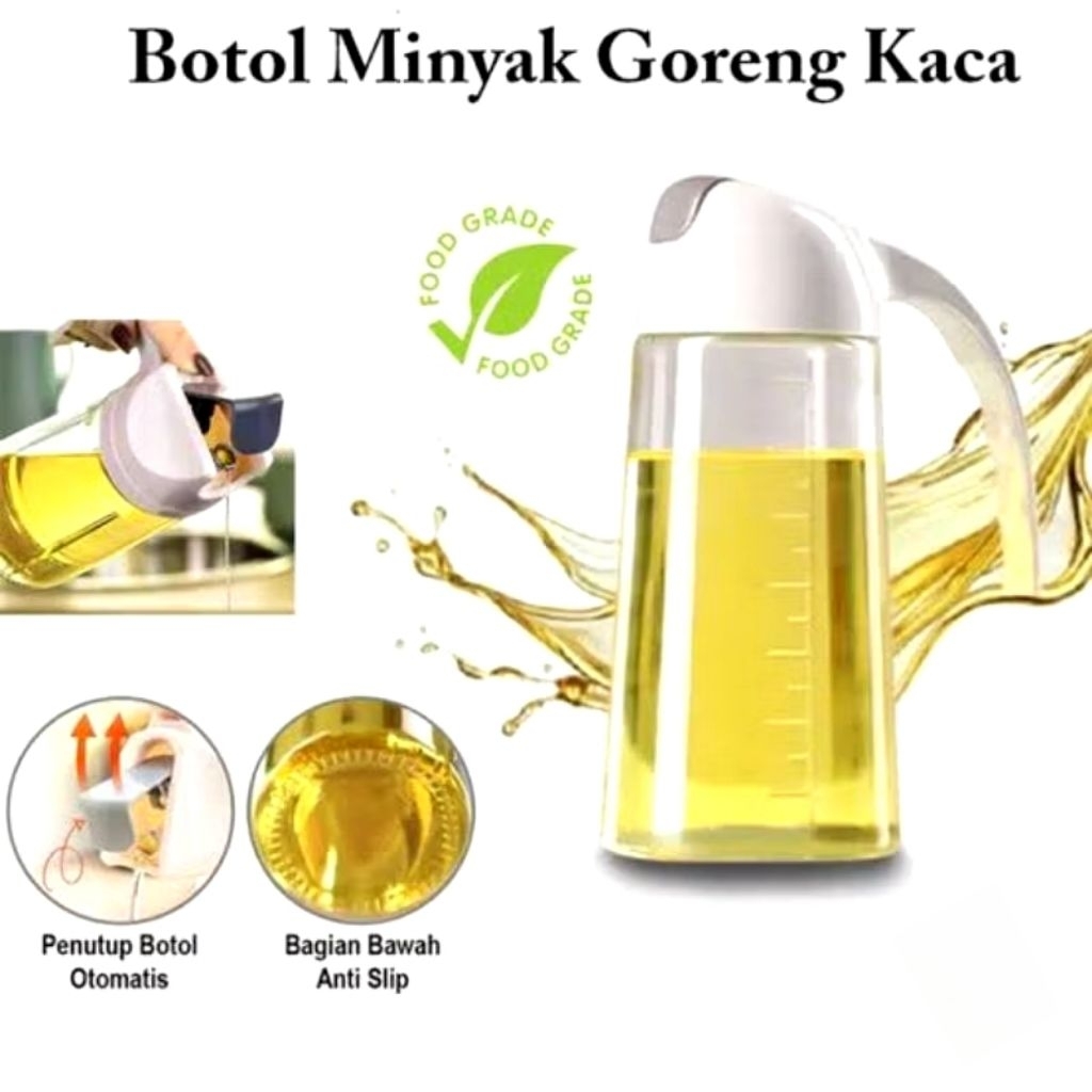 Jual Botol Minyak Goreng Kaca Tebal 630ML Dengan Angka Ukur Tutup ...
