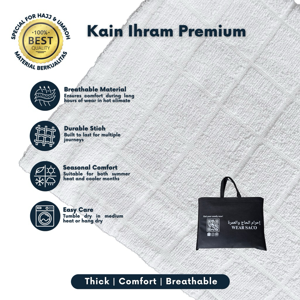 Jual Kain Ihram Handuk Basic Haji Umroh - Ihram Handuk - Kain Ihram ...