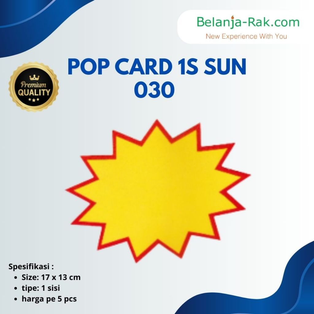 Jual Pop Card 1S Sun 030 Polos Kertas Promosi Polos 1 Paket isi 5pcs ...