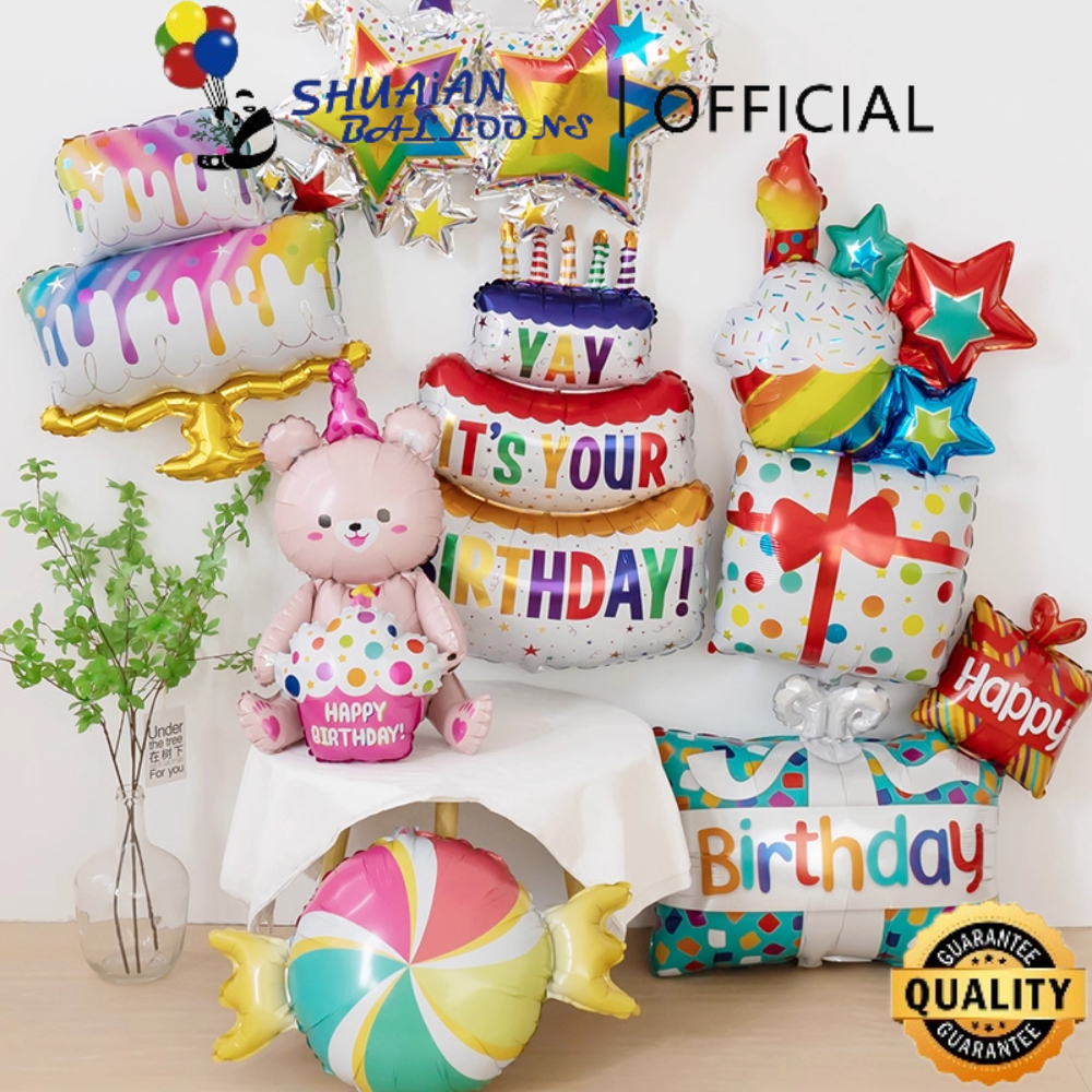Jual SHUAIAN Balon Foil Jumbo Kue HBD Cupcake Lilin Happy Birthday ...