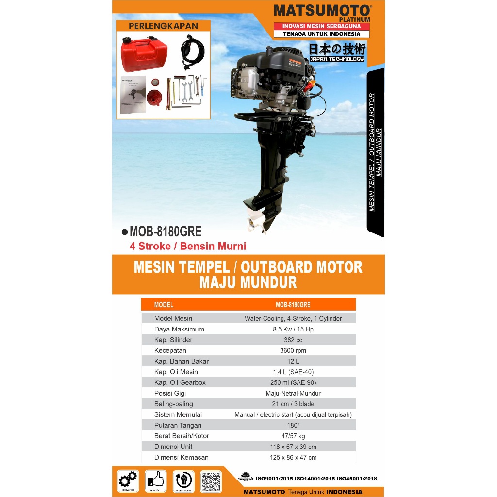 Jual Motor Kapal Mesin Tempel Kapal Mesin Kapal 15HP Outboard Matsumoto ...