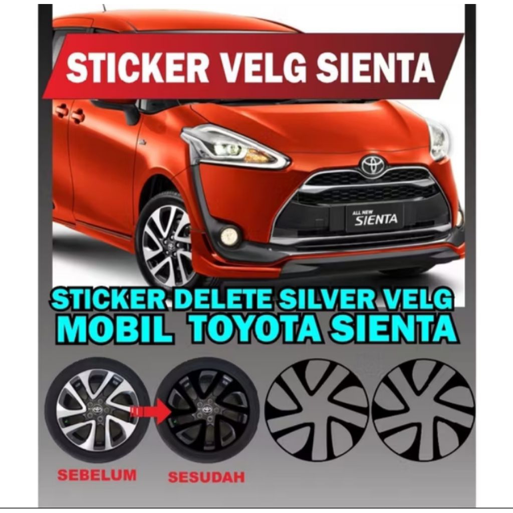 Jual STICKER VELG DELETE SILVER MOBIL TOYOTA SIENTA | Shopee Indonesia