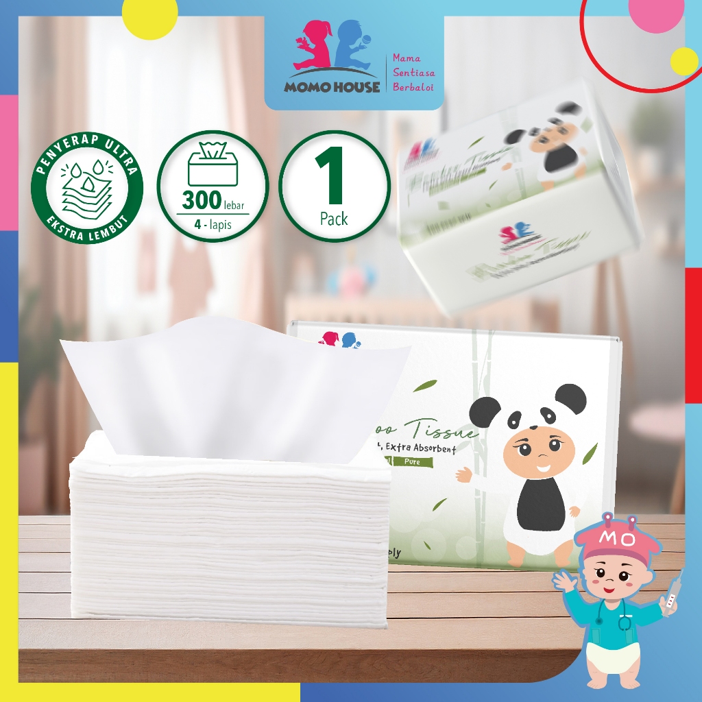 Jual MOMO HOUSE tisu kering bayi bamboo tisue soft facial tissue kering ...