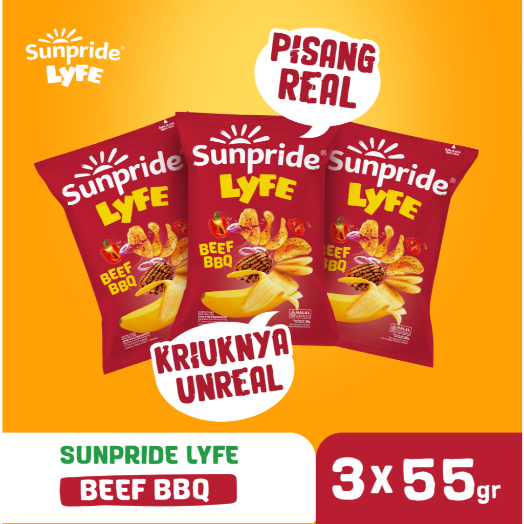 Jual [Isi 3] Sunpride Lyfe Beef BBQ 55 gr - Cavendish Banana Chips | Shopee Indonesia