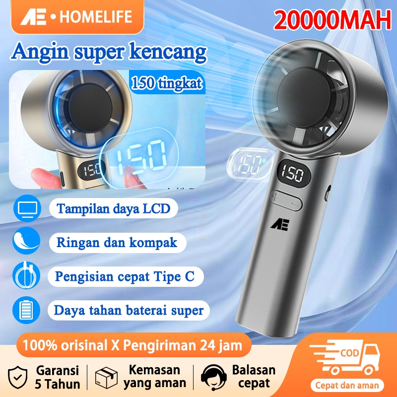 Jual AE Kipas Angin Portable 25000mAh Turbo Mini Tangan Genggam Mini Fan Tampilan daya LCD 150 ...